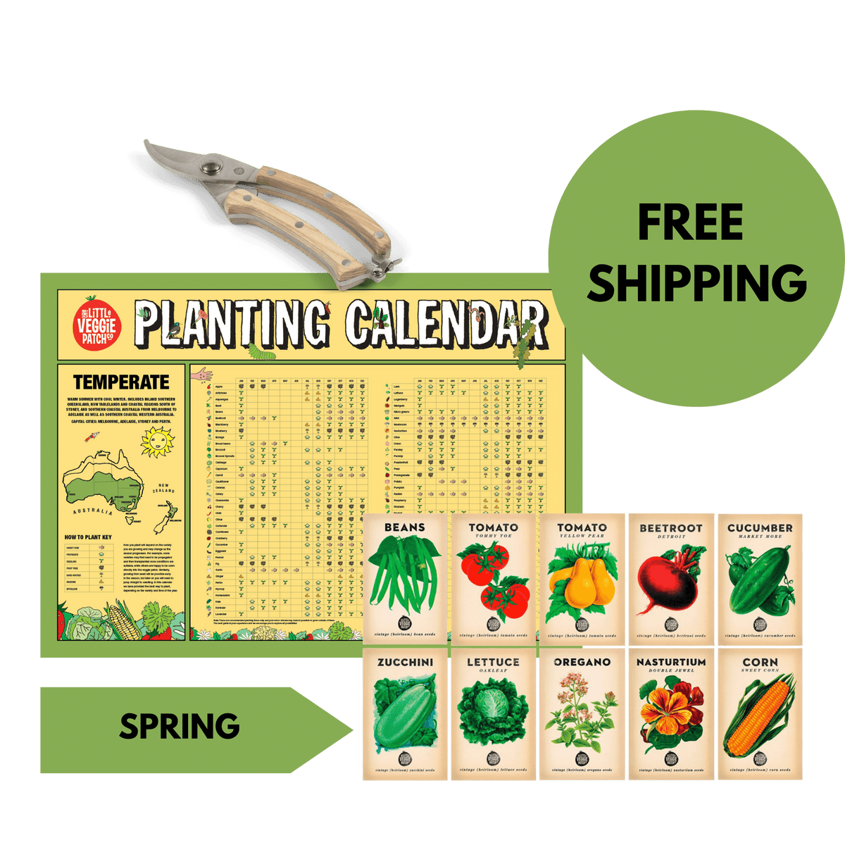 Climate Specific Planting Calendar + Secateurs + Seasonal Heirloom See ...